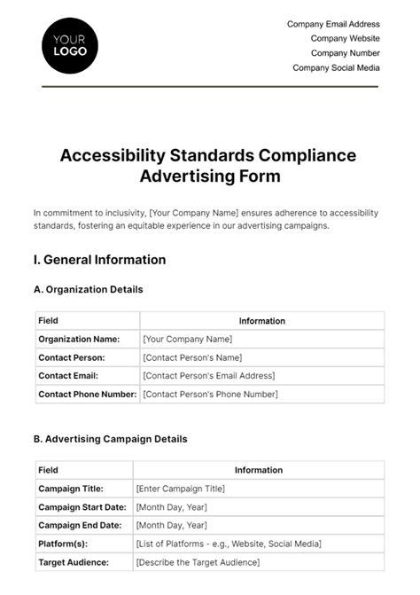 Free Accessibility Standards Compliance Advertising Form Template To Edit Online