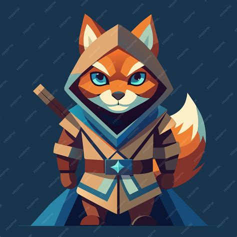 Squirrel In An Assassin Costume In Minimalism Vector Illustration Flat