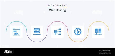 Web Hosting Blue 5 Icon Pack Including Server Center Secure Web Server Security Network