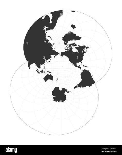 Map Of The World Modified Stereographic Projection For The Pacific Ocean Globe With Latitude