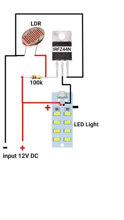 Automatic Night Light Using Mosfet IRFZ44N And LDR 12V LED Strip