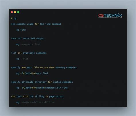 How To Display Linux Commands Cheatsheets Using Eg