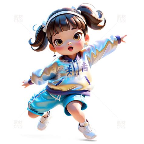 卡通跳街舞的女孩 素材cnn