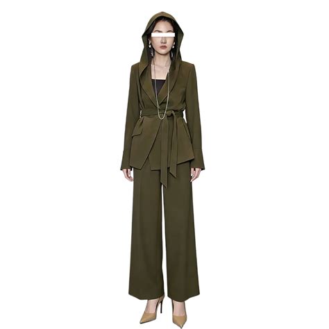 Gezina秋冬新款枣红色西装套装女装高级感职业修身西服长裤两件套