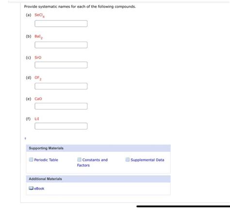 Solved Provide Systematic Names For Each Of The Following