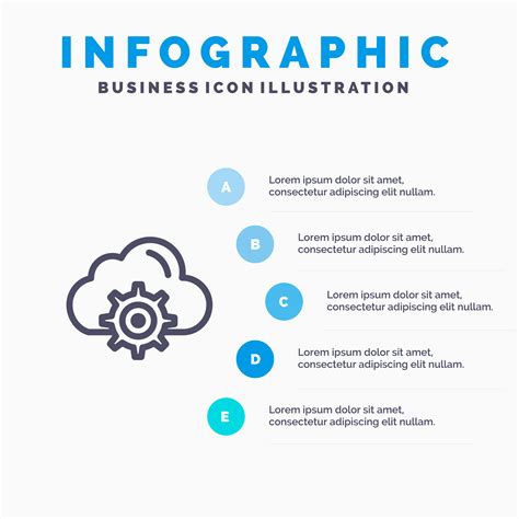 Cloud Setting Gear Computing Blue Infographics Template 5 Steps Vector Line Icon Template