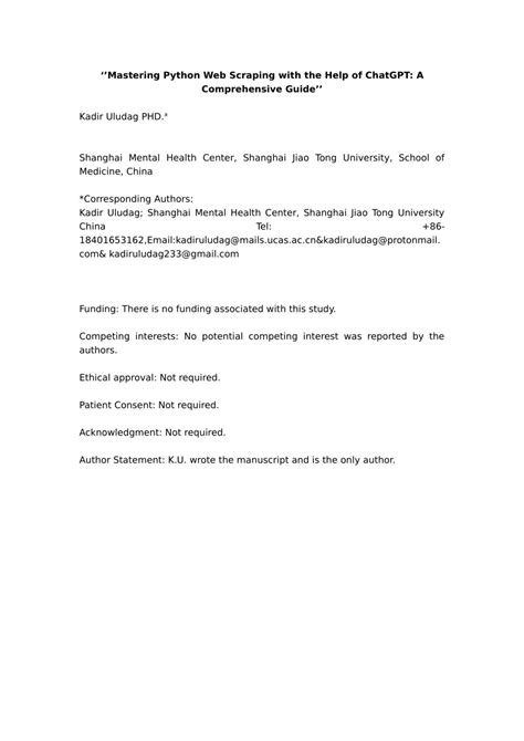 Pdf Mastering Python Web Scraping With The Help Of Chatgpt A