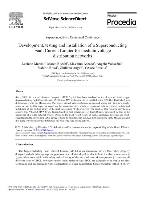 Pdf Development Testing And Installation Of A Superconducting Fault Current Limiter For