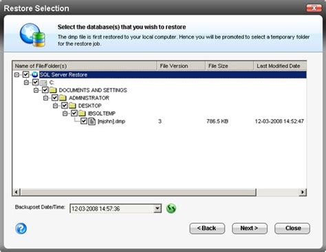 Ms Sql Restore Feature Of Ibackup Professional