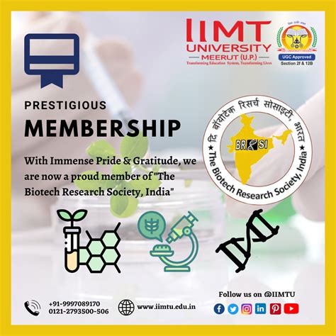 Iimt University Member Of Biotech Research Society Of India