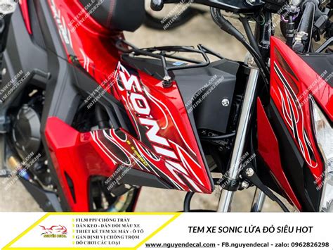 Tem Xe Sonic Lửa đỏ Siêu Hot Nguyễn Decal Chuyên Dán Keo Xe Design Tem Xe Decal Tem Xe