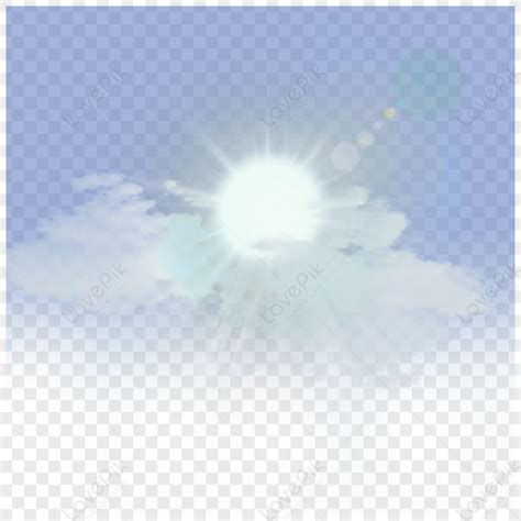 보라색 그라데이션 하늘 구름 일러스트 태양 섬광 조명 효과신선한맑은 Png 일러스트 무료 다운로드 Lovepik