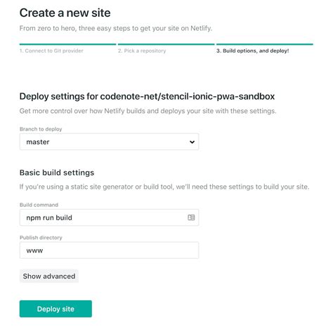 Ionic Pwa を作成して Netlify へリリースする手順