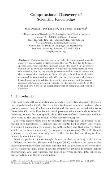 Pdf Computational Discovery Of Scientific Knowledge