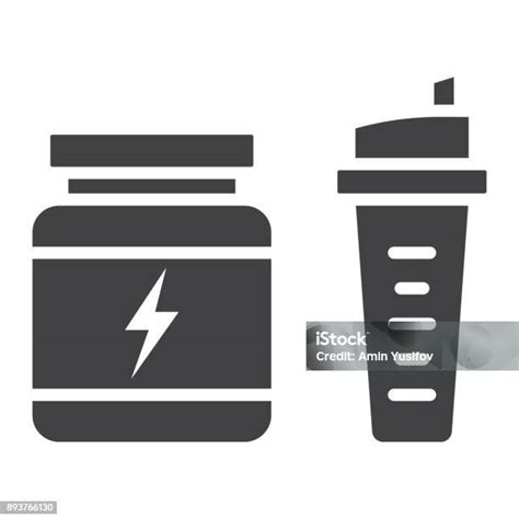 피트 니스 스포츠 스포츠 통 모양 아이콘 유 장 단백질 영양 표시 벡터 그래픽 흰색 배경 Eps 10 솔리드 패턴 가득 찬에 대한 스톡 벡터 아트 및 기타 이미지 Istock