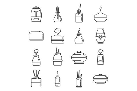 Diffuser Freshener Icons Set Outline Style