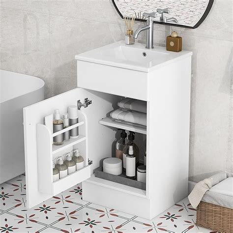 Guxeei 18 Inch Bathroom Vanity Sink Combo Free Standing