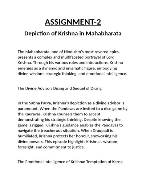 Assignment 2 Pdf Krishna Hinduism