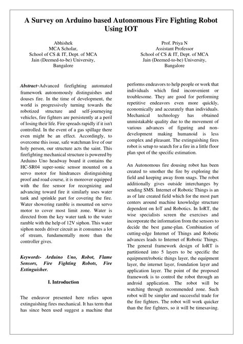 Pdf A Survey On Arduino Based Autonomous Fire Fighting Robot Using Iot