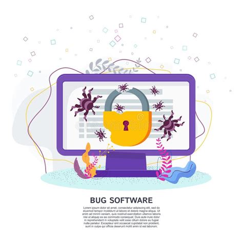 Bug Software Vector Concept Bugs Crawling On A Computer Monitor Stock Vector Illustration Of