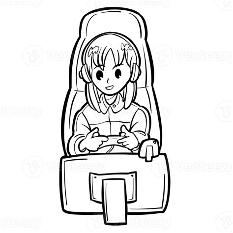 Gamer Girl Streaming With Monitor 46655071 Png