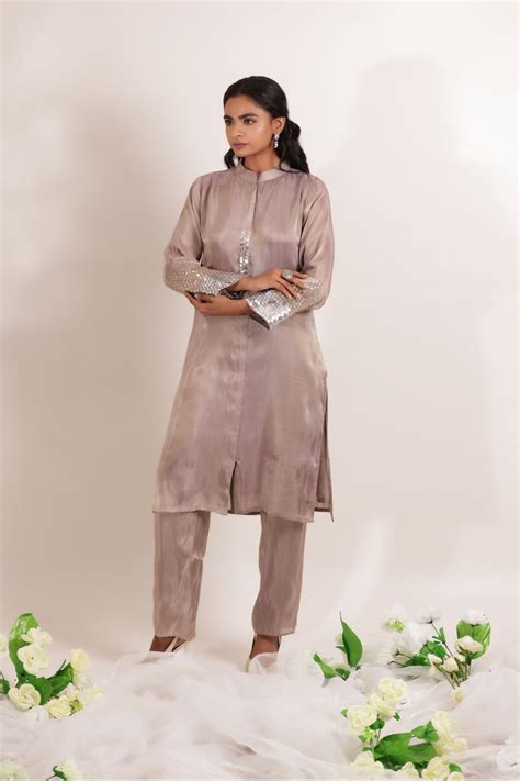Tissue Kurta Set Stitched Embellished With Sequins Work Zari Jaipur