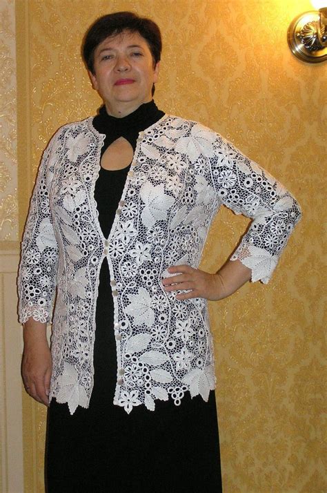 Кардиганы: Авторский кардиган "Белый шик" вязаный крючком в интернет ...