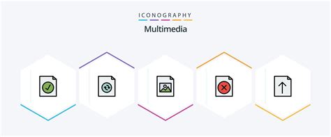 multimedia 25 filledline icon pack including image upload