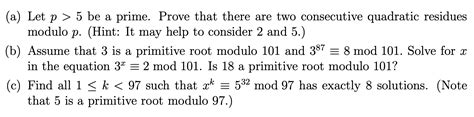 Solved A Let P 5 Be A Prime Prove That There Are Two