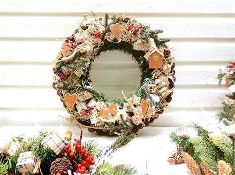 Купить Кантри венок бежевый венок венок на дверь Новый Год рождественский подарок Венок