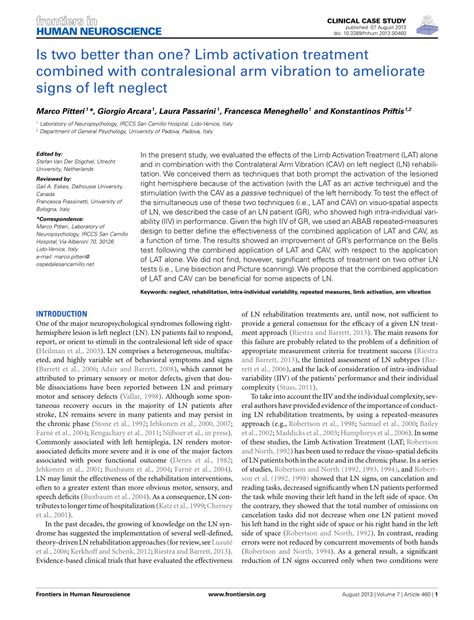 Pdf Is Two Better Than One Limb Activation Treatment Combined With Contralesional Arm