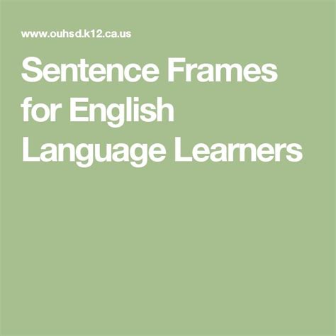 Sentence Frames For English Sentence Frames For English