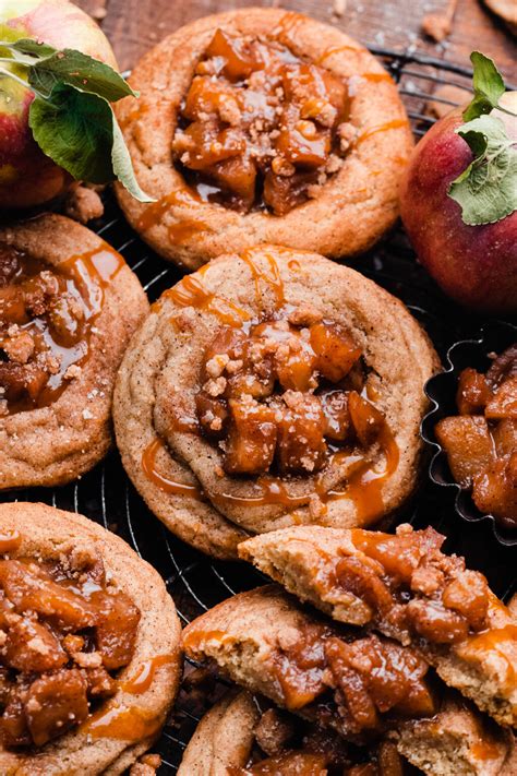 Salted Caramel Apple Pie Cookies Blue Bowl