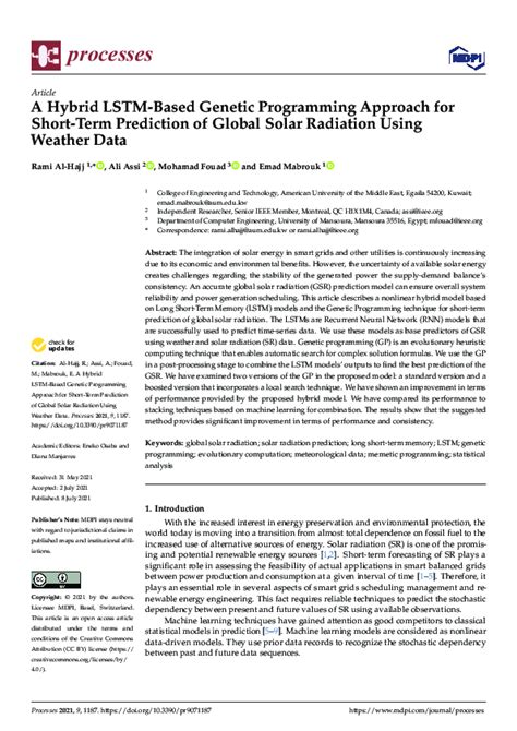 Pdf A Hybrid Lstm Based Genetic Programming Approach For Short Term Prediction Of Global Solar