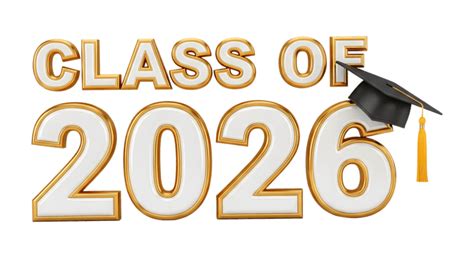 Tipografía De Graduación 3d Dorada De La Clase 2026 Con Gorra Sobre