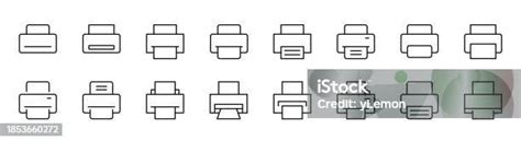 프린터 아이콘 집합입니다 라인 프린터 세트 인쇄기 용지 라인 아이콘이 있는 프린터입니다 편집 가능한 획 벡터 일러스트 레이 션입니다 0명에 대한 스톡 벡터 아트 및 기타