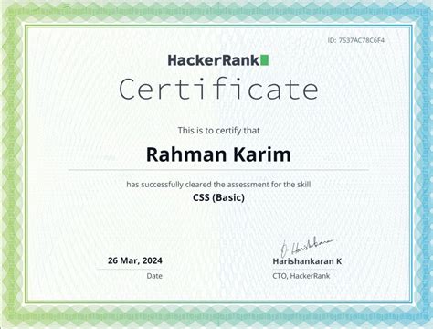 Rahman Karim On Linkedin Hackerrank Css Cascadingstylesheet