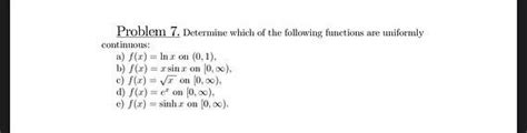 solved problem 7 determine which of the following functions