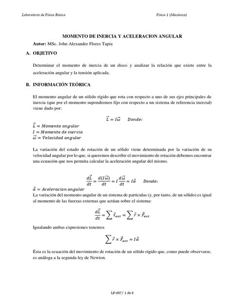 Guia6 Momento De Inercia Y Aceleración Angular Pdf