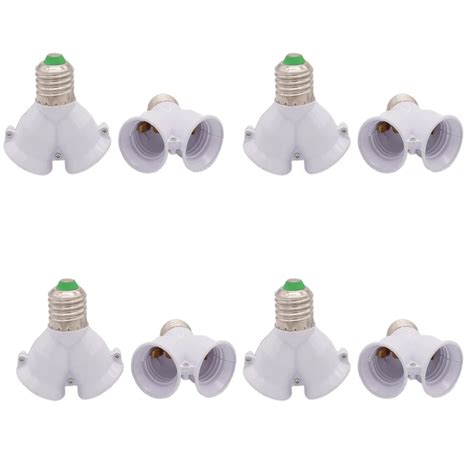 8 Pcs E26 E27 2 In 1 Light Bulb Socket E27 Lamp Socket Splitter Adapter