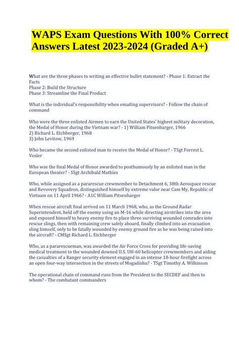 Waps Exam Practice Questions With Correct Answers Latest Updated Graded A Waps Stuvia Us