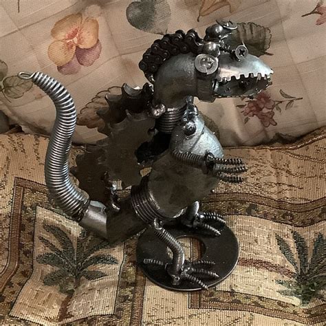 Dinosaur Metal Yard Art Etsy