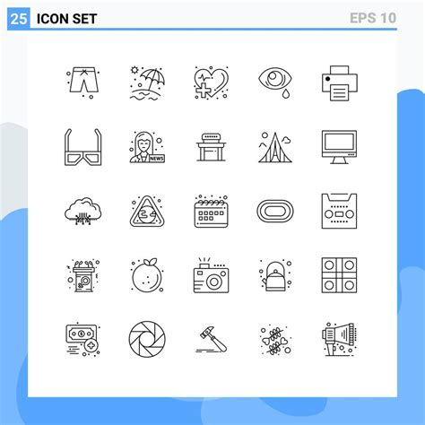 Set Of 25 Modern Ui Icons Symbols Signs For Printing Printer Health