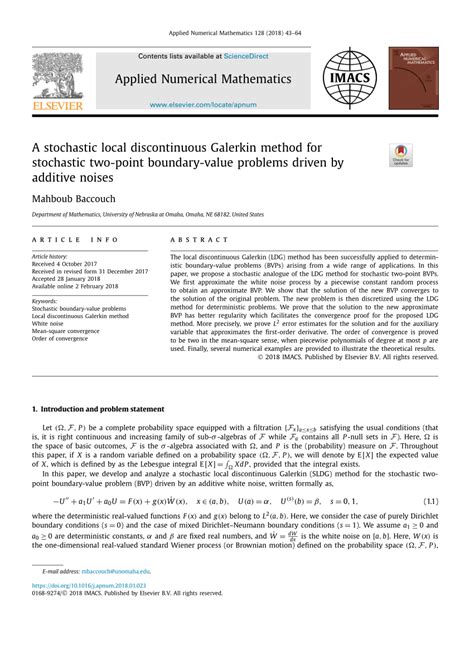 Pdf A Stochastic Local Discontinuous Galerkin Method For Stochastic Two Point Boundary Value