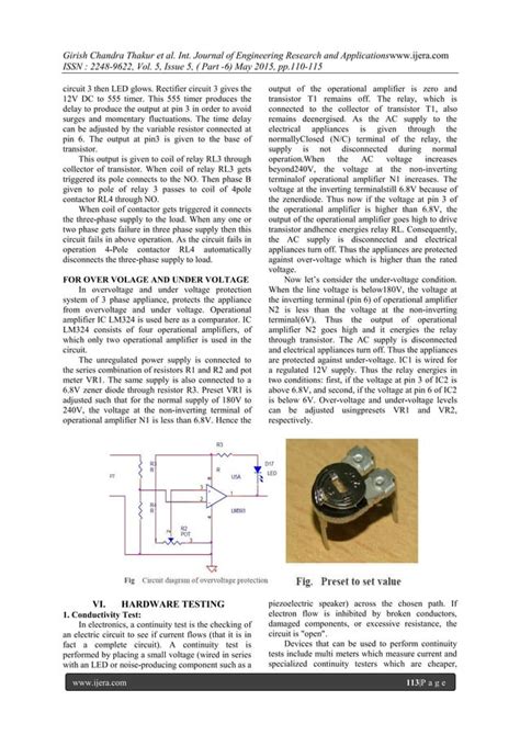 Implementationof Single Phasing Over Voltage Under Voltage Protection Of Three Phase