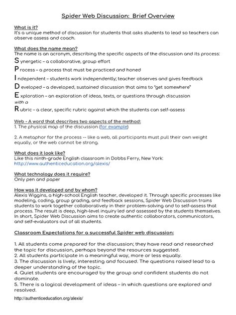 Spider Web Discussion Pdf Understanding Rubric Academic