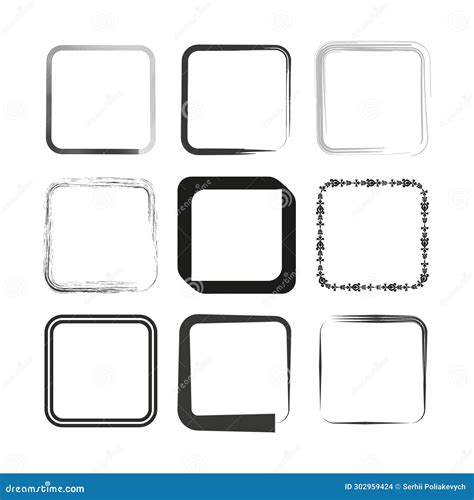 Hand Drawn Rectangular Frames Square Frames Set Vector Illustration