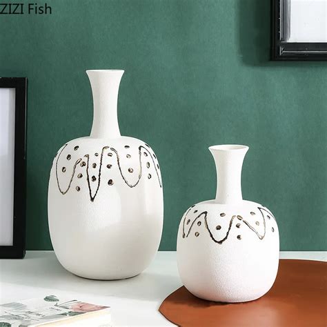 유럽 도금 한 세라믹 꽃병 도자기 꽃 냄비 장식 꽃꽂이 데스크 장식 꽃병 북유럽 홈 장식꽃병 Aliexpress