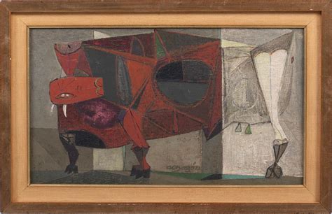 Lot Alejandro Obregon Colombian 1920 1992 Carnaval Oil On Canvas 7 1 2 X 13 In 10 X 15 1