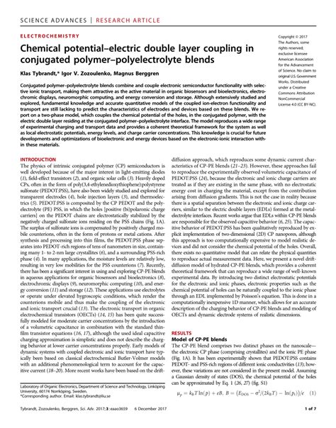 Pdf Chemical Potential Electric Double Layer Coupling In Conjugated Polymer Polyelectrolyte Blends